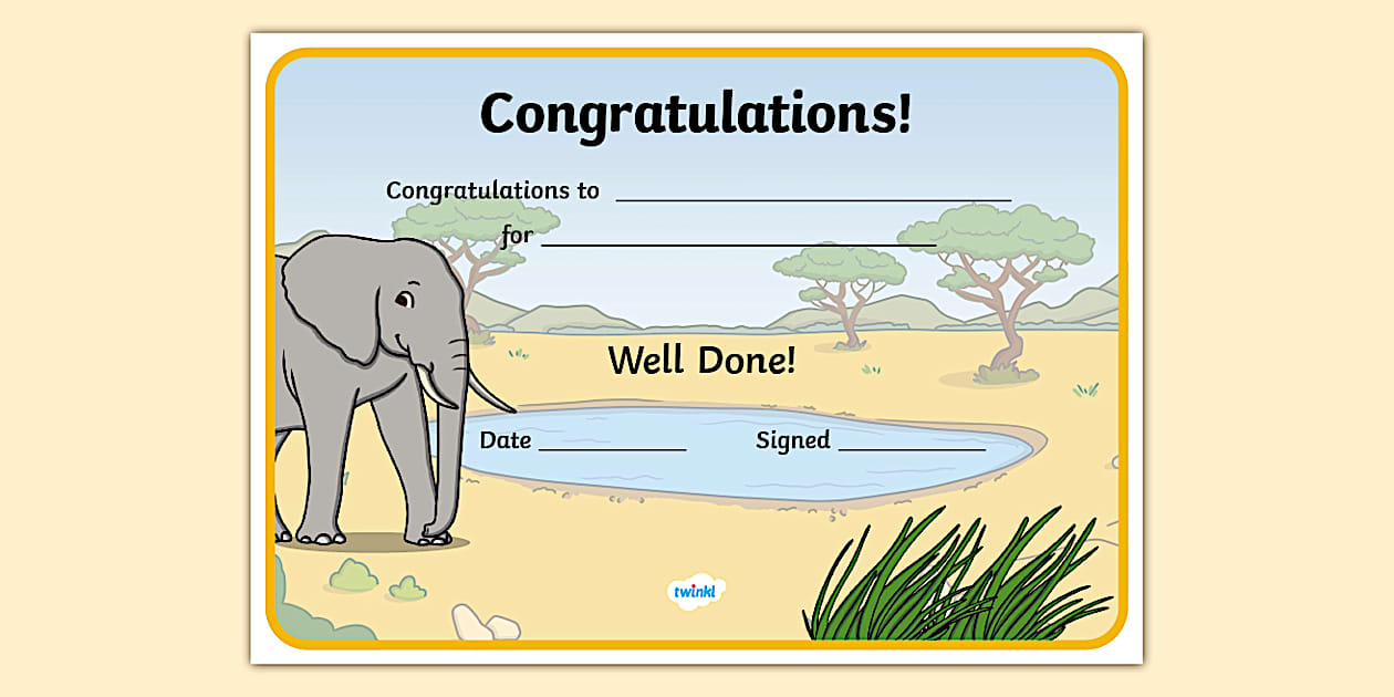 Editable Elephant Themed Certificates (teacher made)