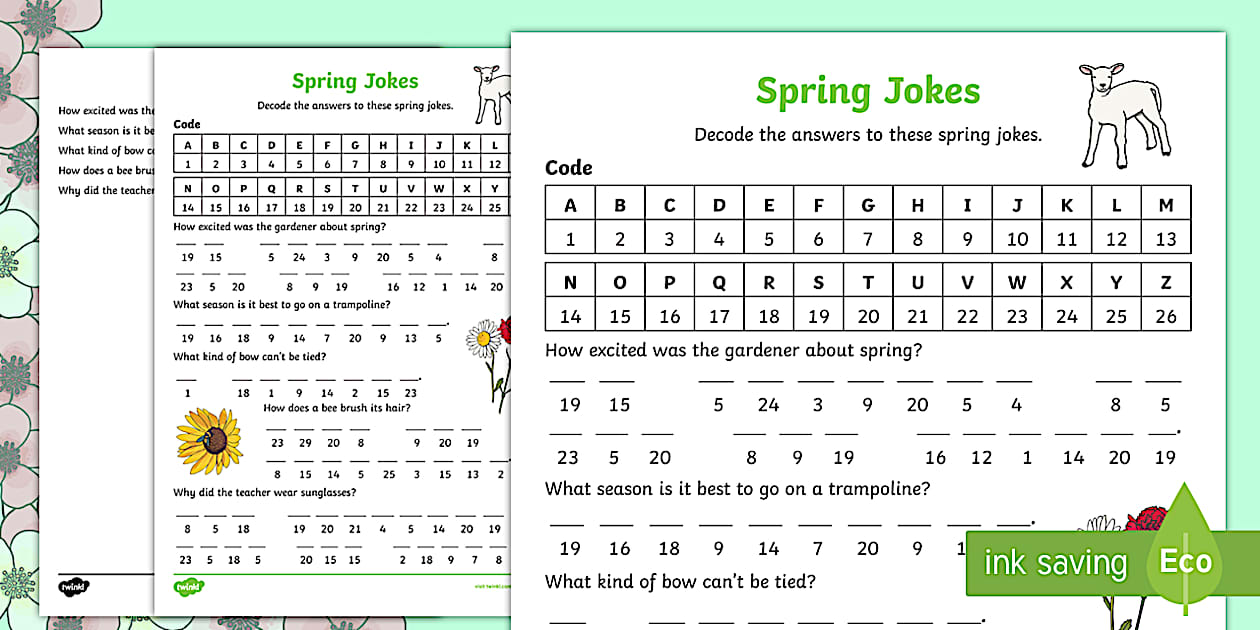 Spring Joke Decoding Worksheet / Worksheet - Spring, joke, spring joke ...