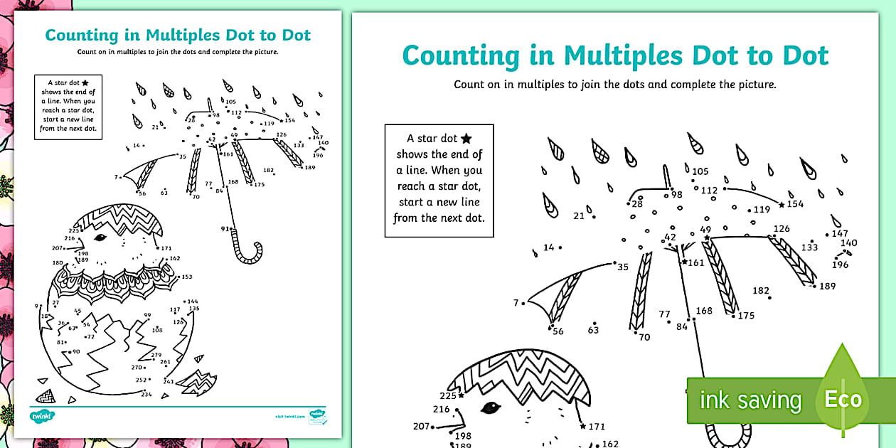 Spring-Themed Counting in Multiples of 7 and 9 Worksheet
