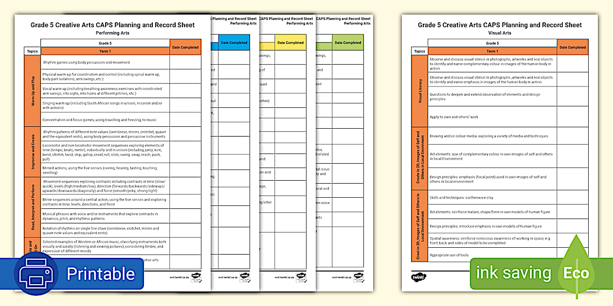 Grade 5 Creative Arts Planner - Teaching Resources - Twinkl