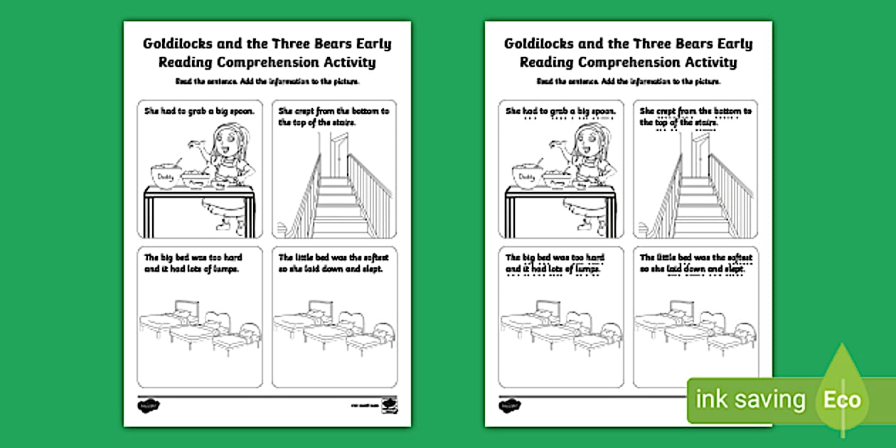Goldilocks and the Three Bears Phase 4 EYFS Comprehension Activity