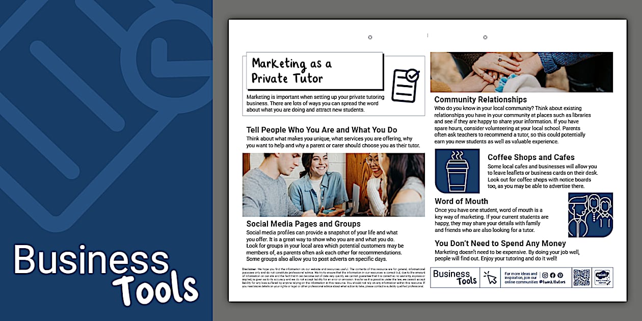 Marketing as a Private Tutor Infographic - Twinkl