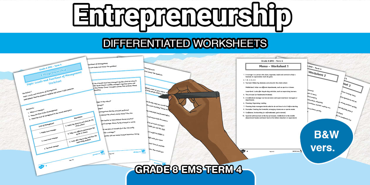 Grade 8 EMS – Term 4: Entrepreneurship - Worksheets
