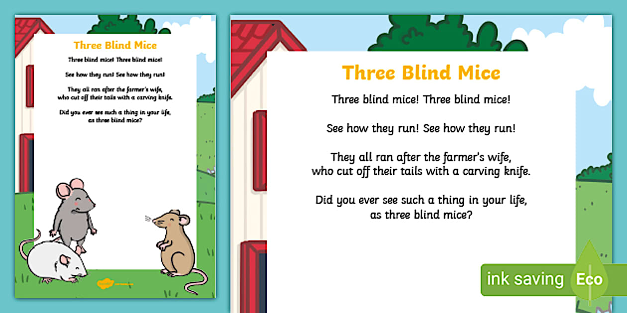 Three Blind Mice Nursery Rhyme Poster (teacher made)