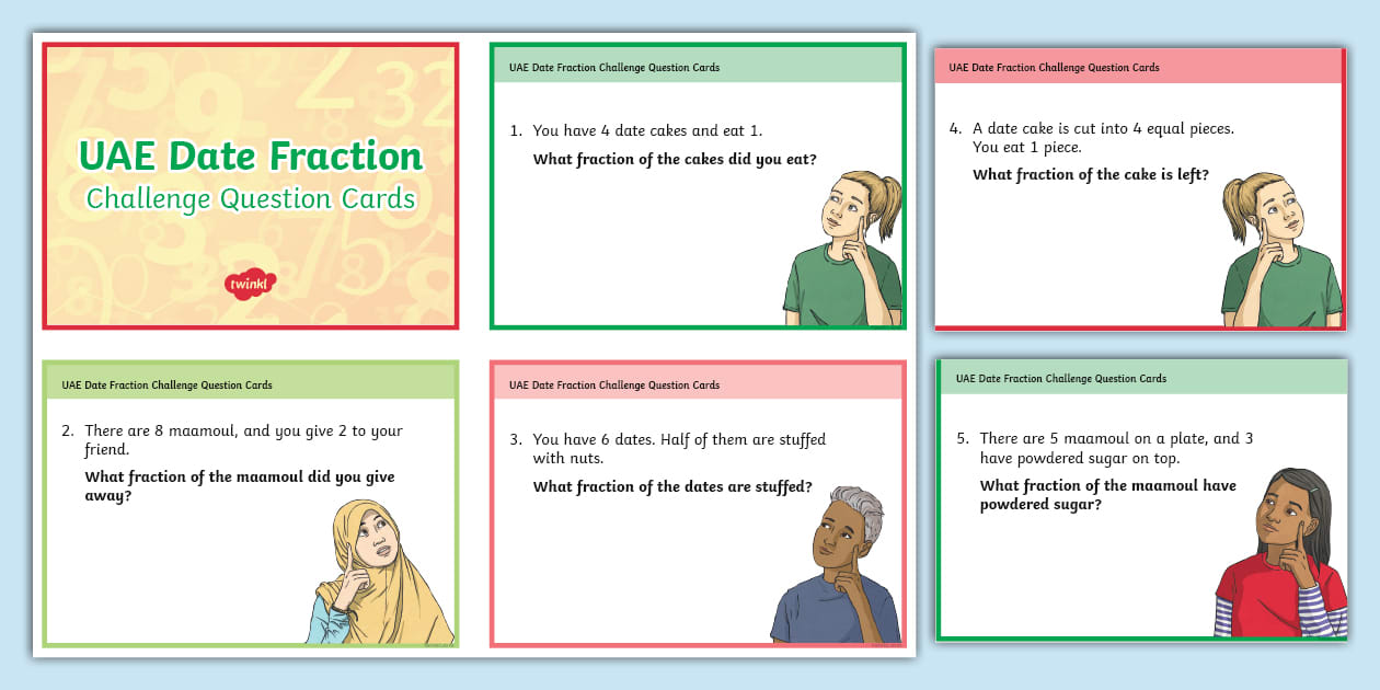 UAE Date Fraction Challenge Cards (teacher made) - Twinkl