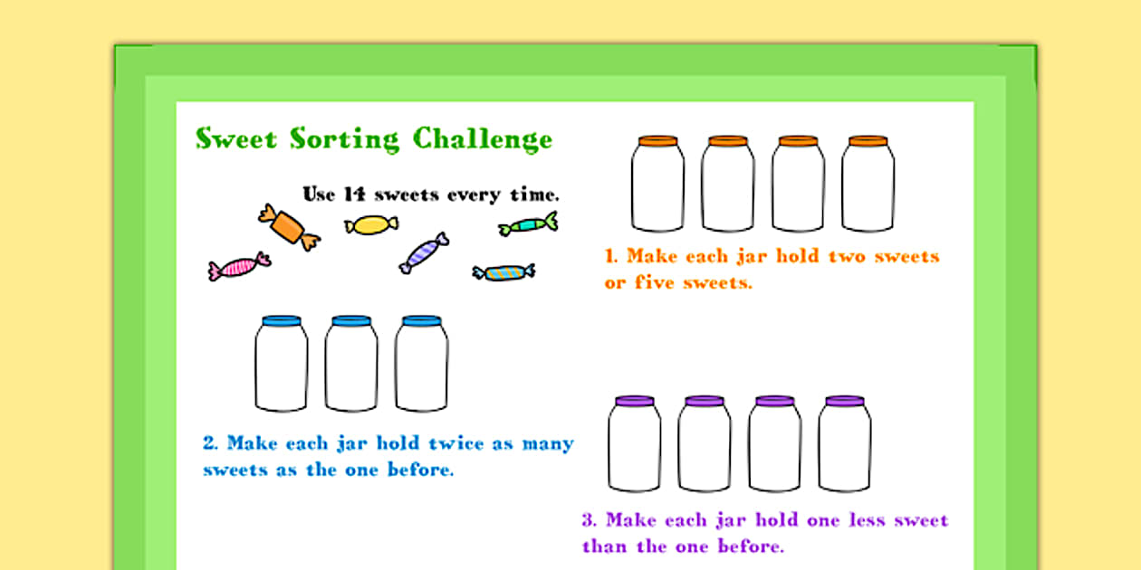 A4 Sweet Sorting Maths Challenge Poster (teacher made)