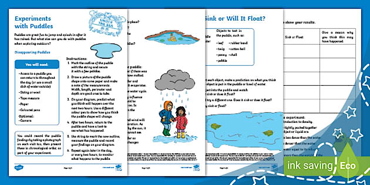 Experiments with Puddles (Teacher-Made) - Twinkl