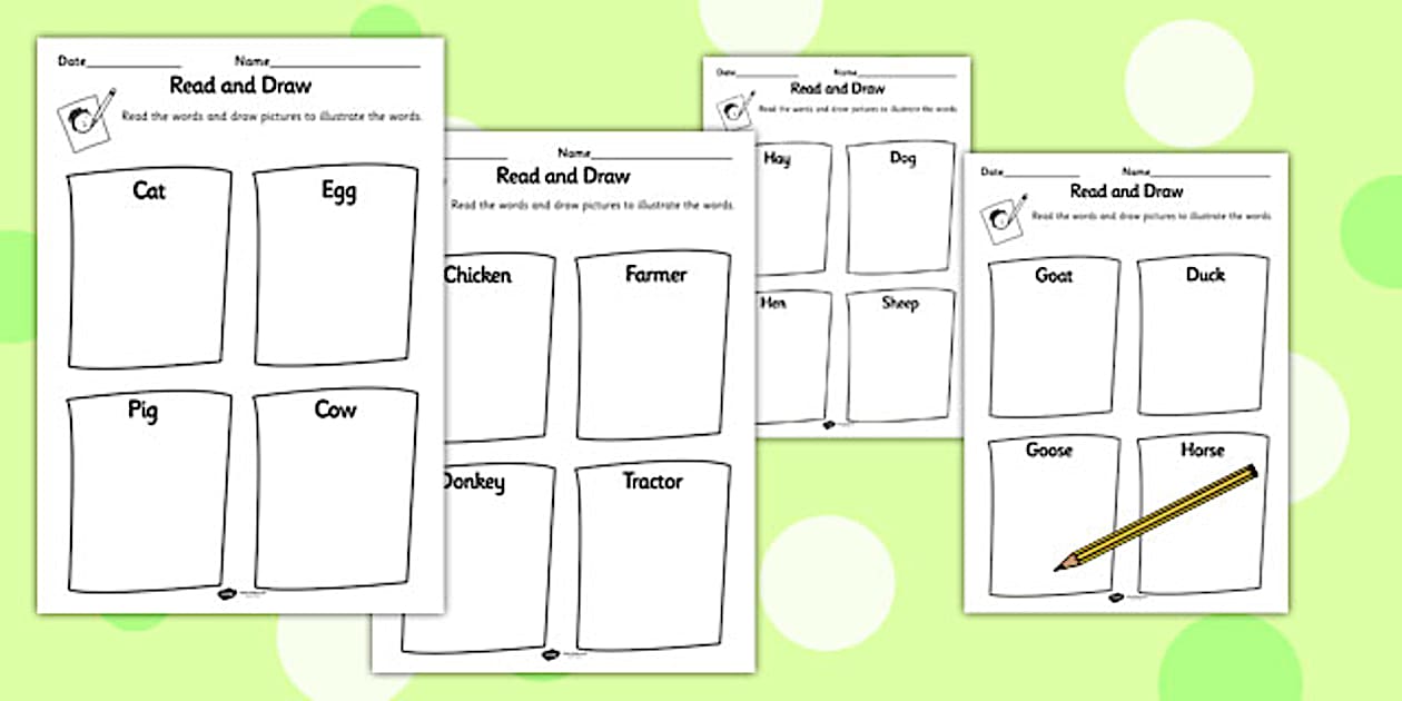 Farm Themed Read and Draw Worksheet (teacher made) - Twinkl