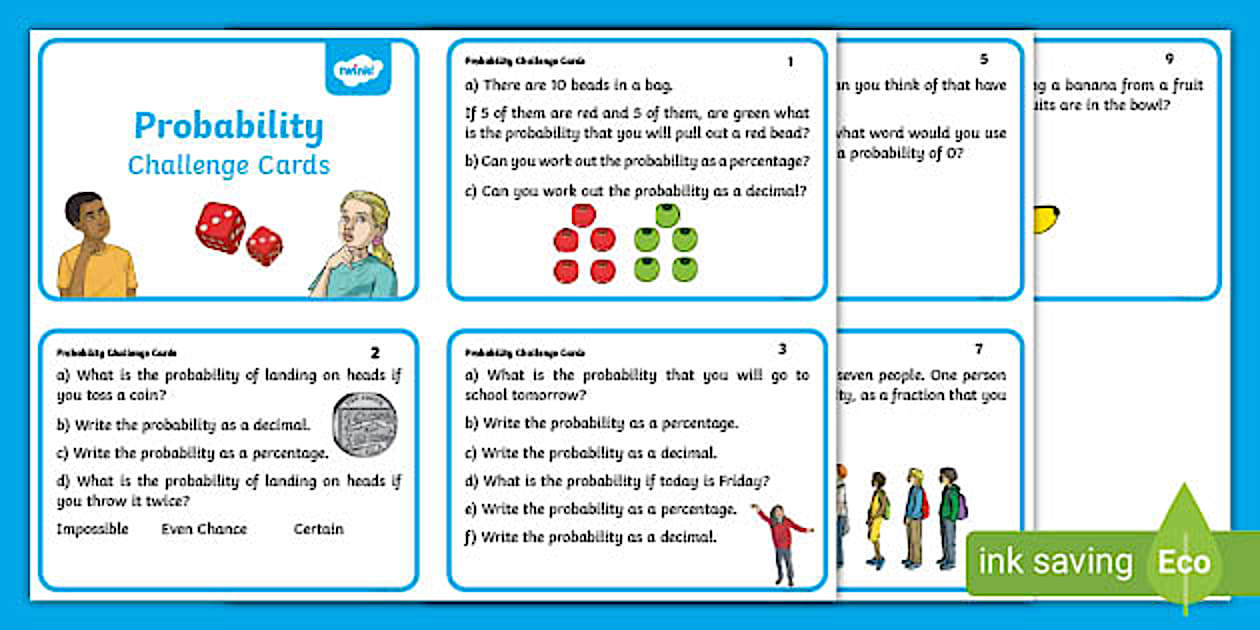 Probability, Chance and Uncertainty Challenge Cards - Twinkl