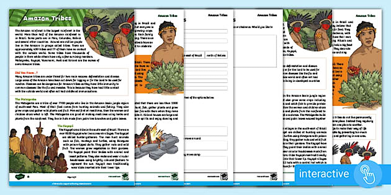 Amazon Tribes Reading Comprehension | CfE Second Level