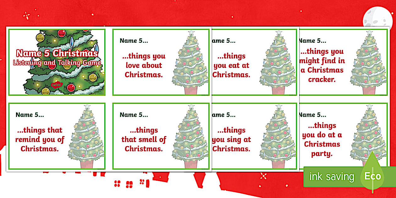 Name Five Christmas Challenge Cards (teacher made) - Twinkl