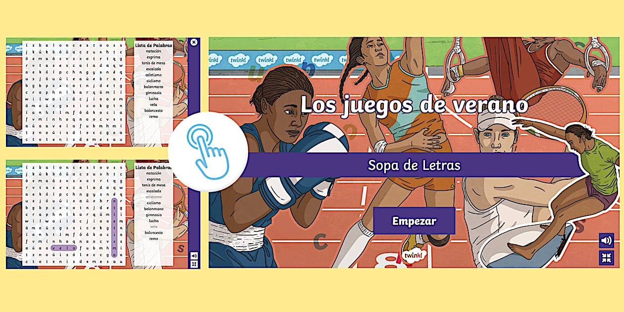 Sopa de letras interactiva: Los juegos de verano - Twinkl