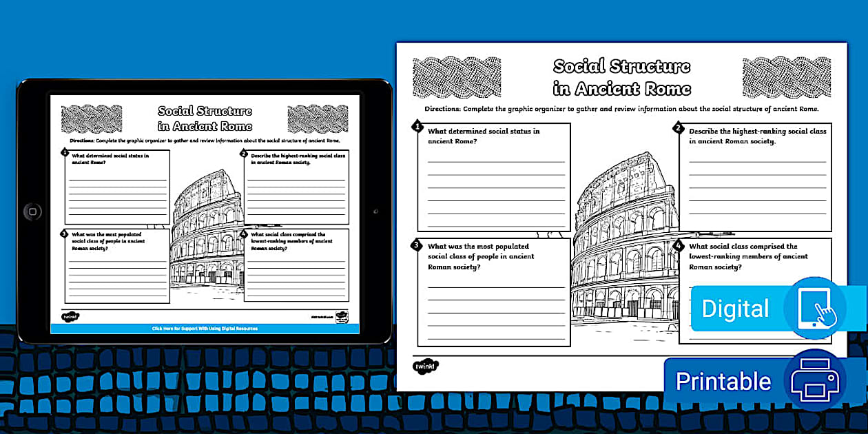 Social Structure in Ancient Rome Graphic Organizer for 6th-8th Grade