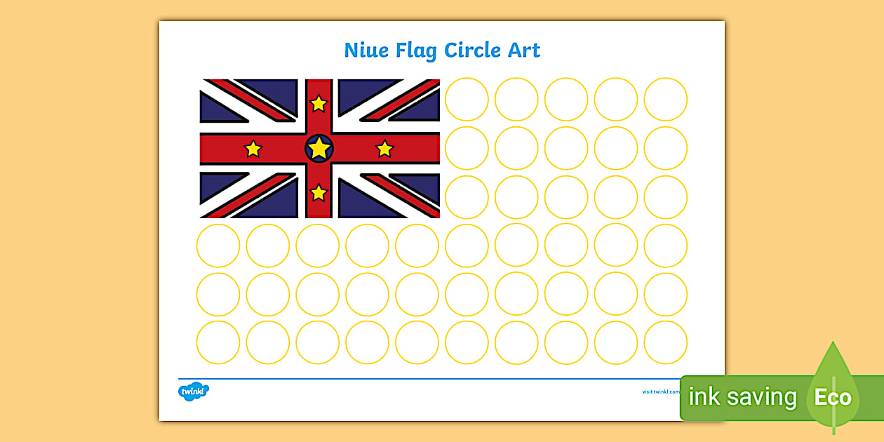 Niue Flag Circle Art Worksheet (professor feito) - Twinkl