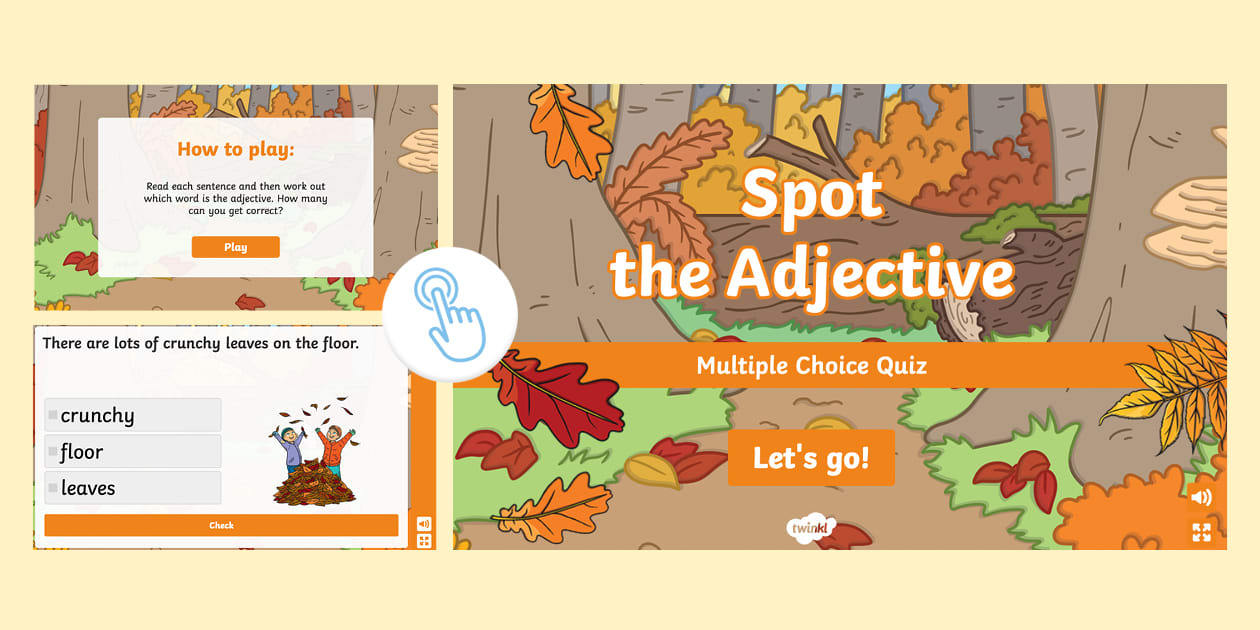 Autumn-Themed Spot the Adjective Interactive Multiple Choice Quiz