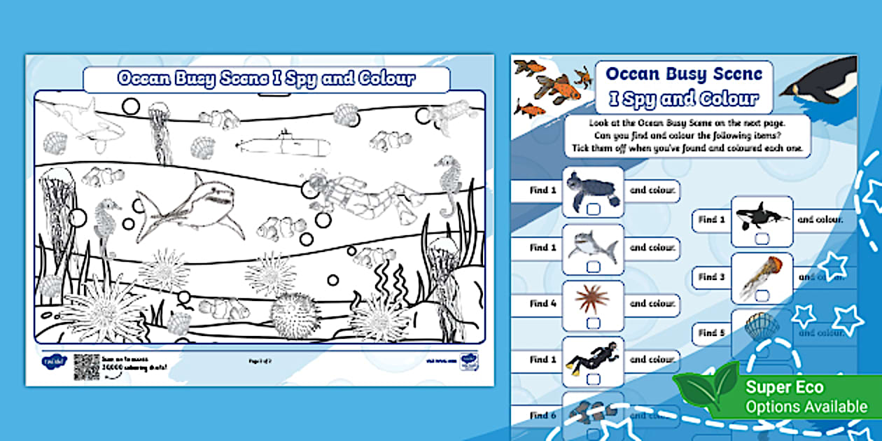 Ocean I Spy Colouring Activity | Parent Resource - Twinkl