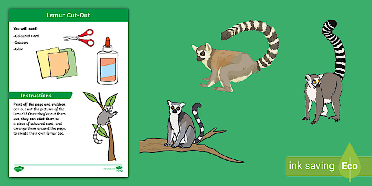 Lemur Craft - Primary Resources (teacher made) - Twinkl