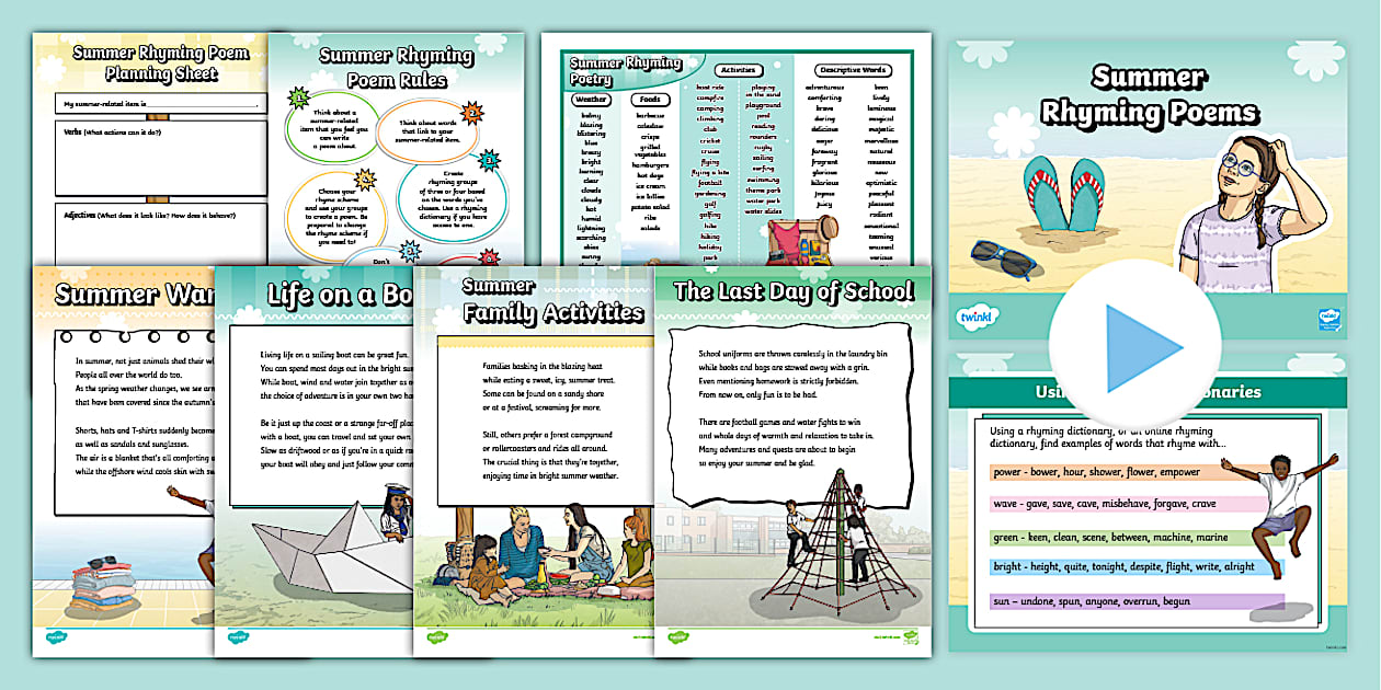 KS2 Poetry on Seasons: Summer Rhyming Poetry Activity Pack