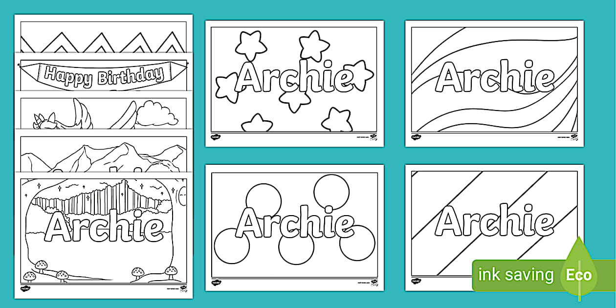 Archie Name Simple Colouring Activity Sheets | Twinkl | KS1