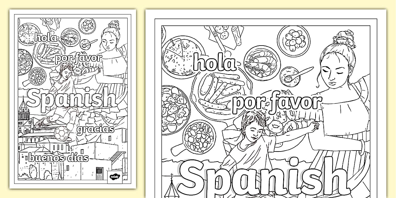 👉 Spanish Unit Page Colouring (professor feito) - Twinkl