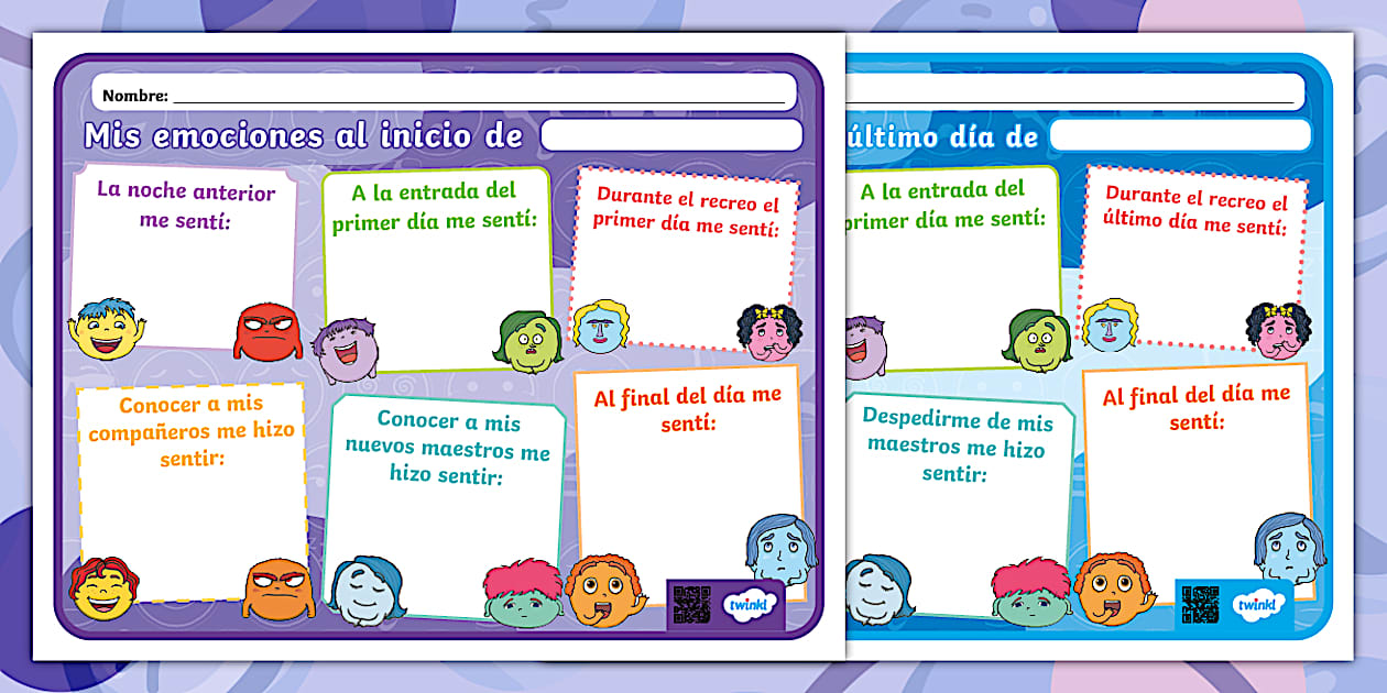 Emociones - inicio y fin del ciclo escolar - Twinkl