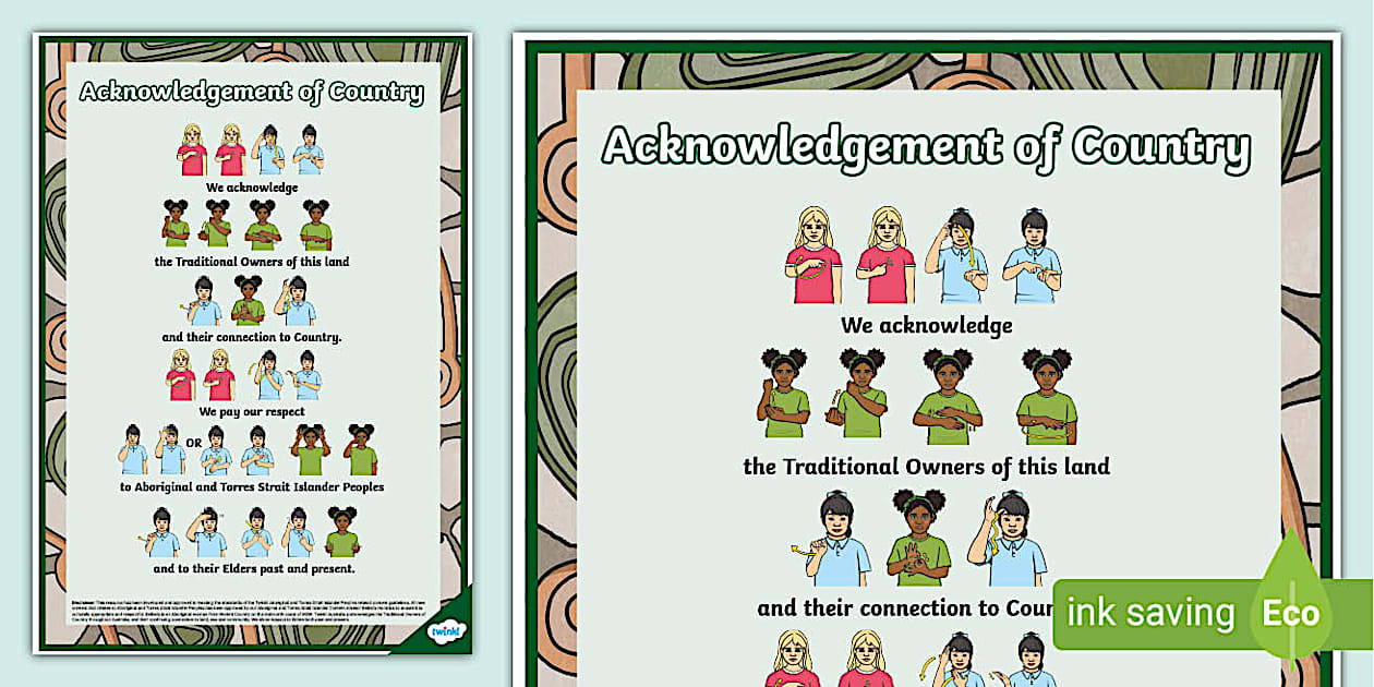 Acknowledgement of Country with Auslan Display Poster