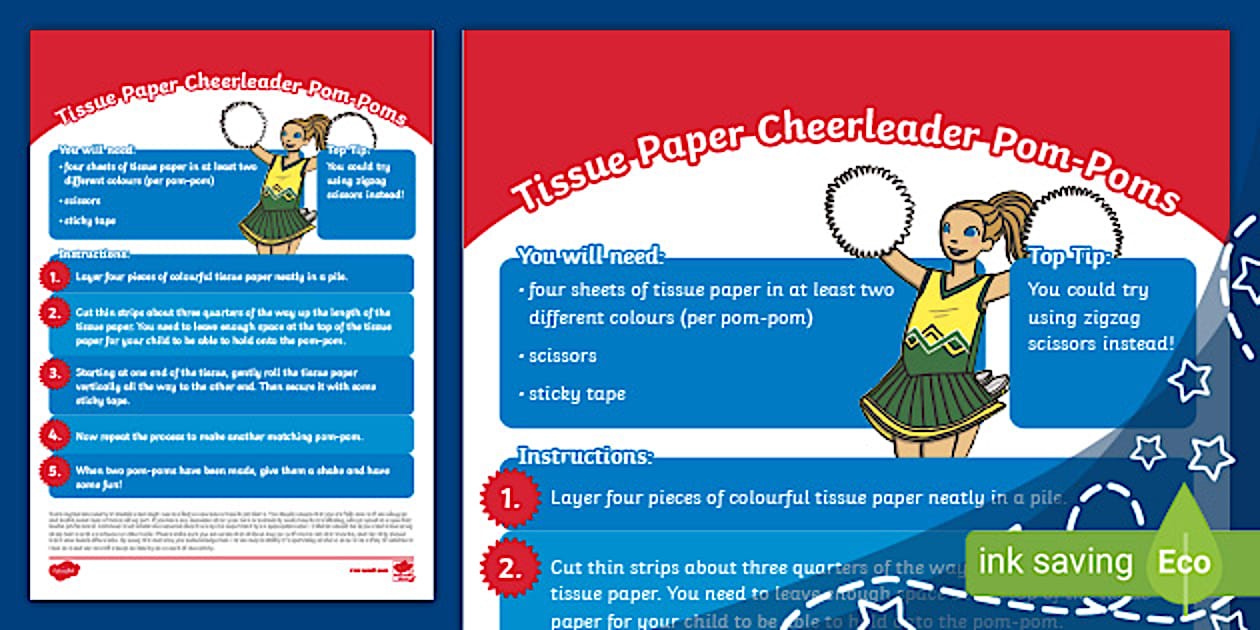 Tissue Paper Cheerleader Pom-Poms (teacher made) - Twinkl