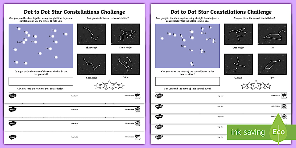 Constellations Using Letters Dot to Dot Worksheet / Worksheet