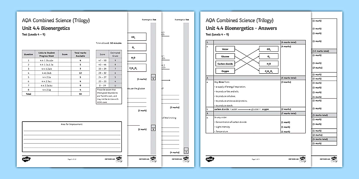 AQA Style Biology (Combined) Paper: Unit 4 Bioenergetics