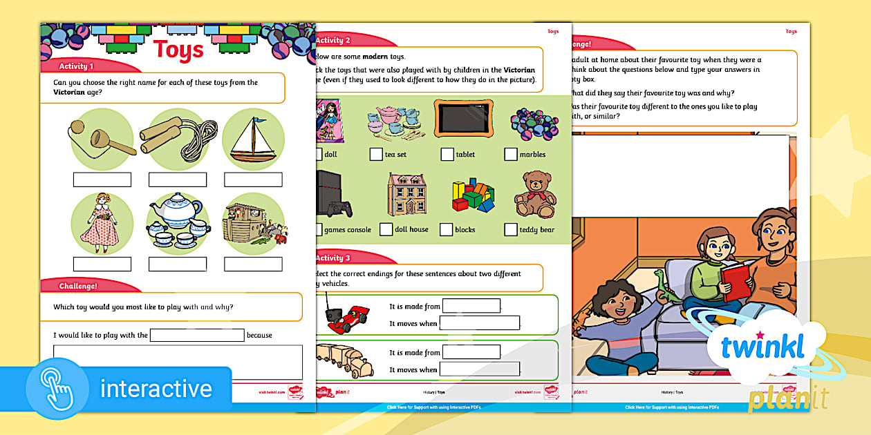Interactive PDF: Home Learning: History: KS1: Toys
