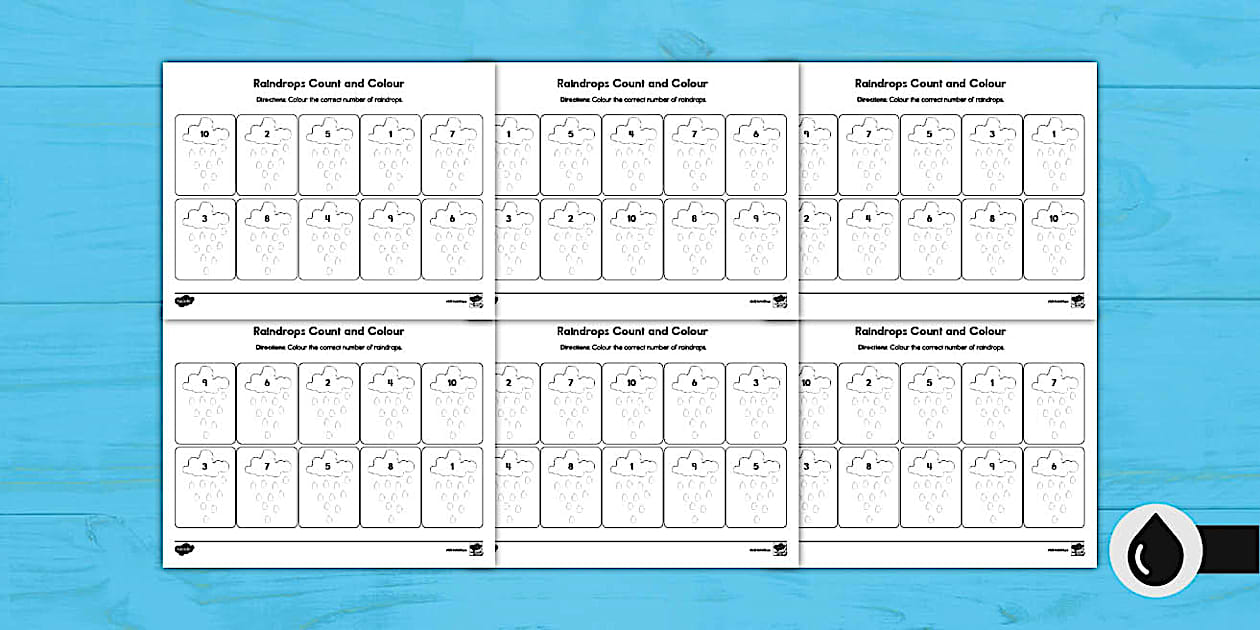 Raindrops Count and Colour Activity (teacher made) - Twinkl