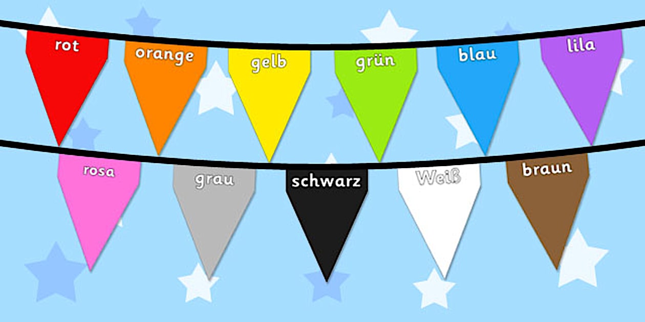 Cursive Colours on Bunting German (Teacher-Made) - Twinkl