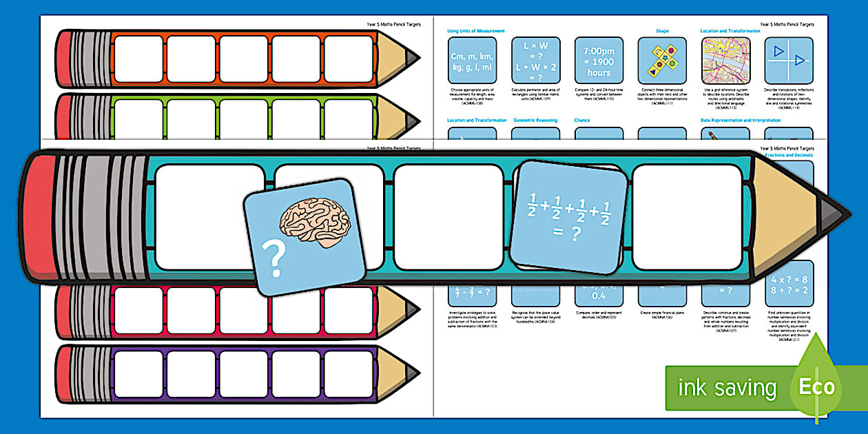 Year 5 Maths Pencil Targets Assessment Tracker - Twinkl