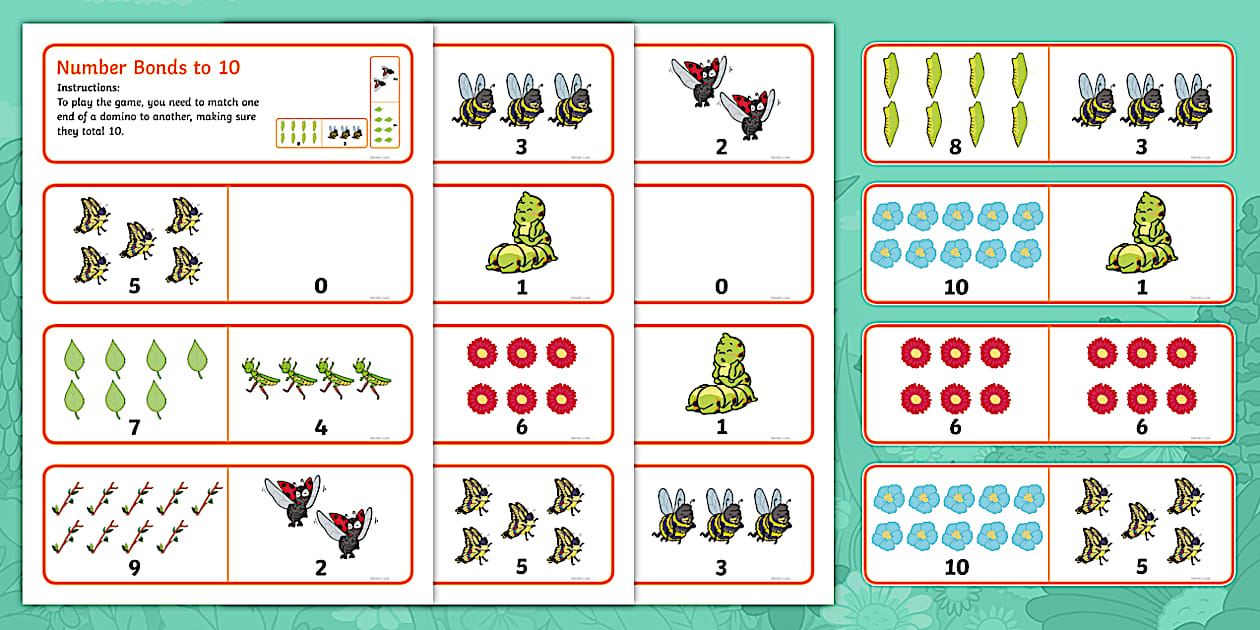 The Cautious Caterpillar: Minibeast Number Bonds to 10 Dominoes