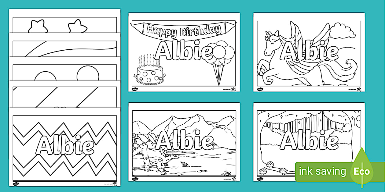 Albie Name Simple Colouring Activity Sheet | Twinkl | KS1