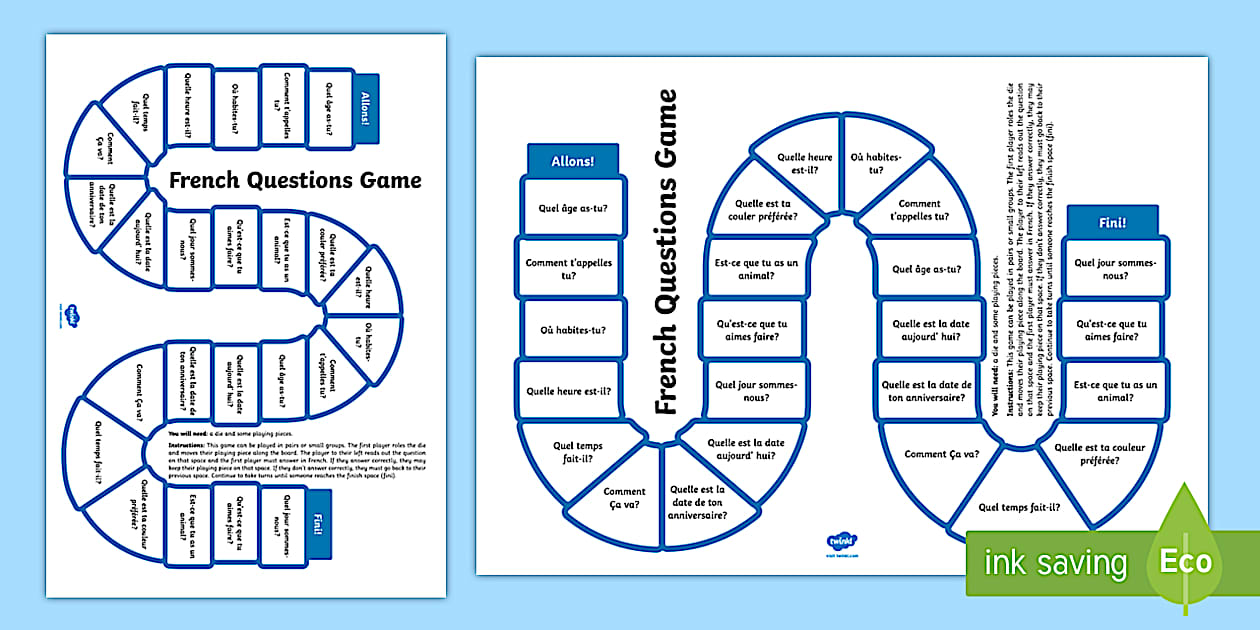 Black and White Questions Board Game French - Twinkl