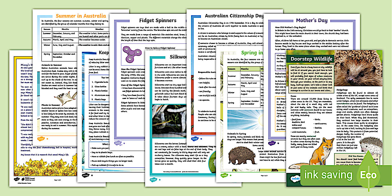 Black and White Reading Comprehension Resource Pack Years 3-6