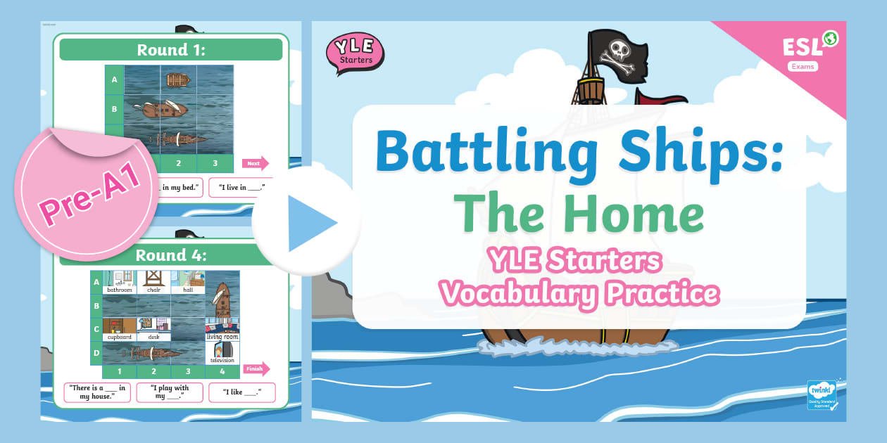 YLE Pre-A1 Starters Battling Ships Game: The Home - Twinkl