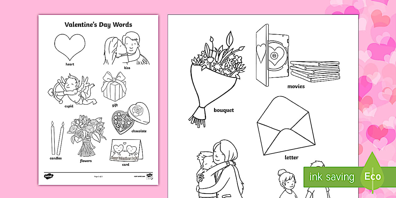 Editable Valentine's Day Words Colouring Sheets - Twinkl