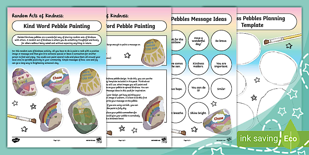 Random Acts of Kindness: Kind Word Pebble Painting - Twinkl