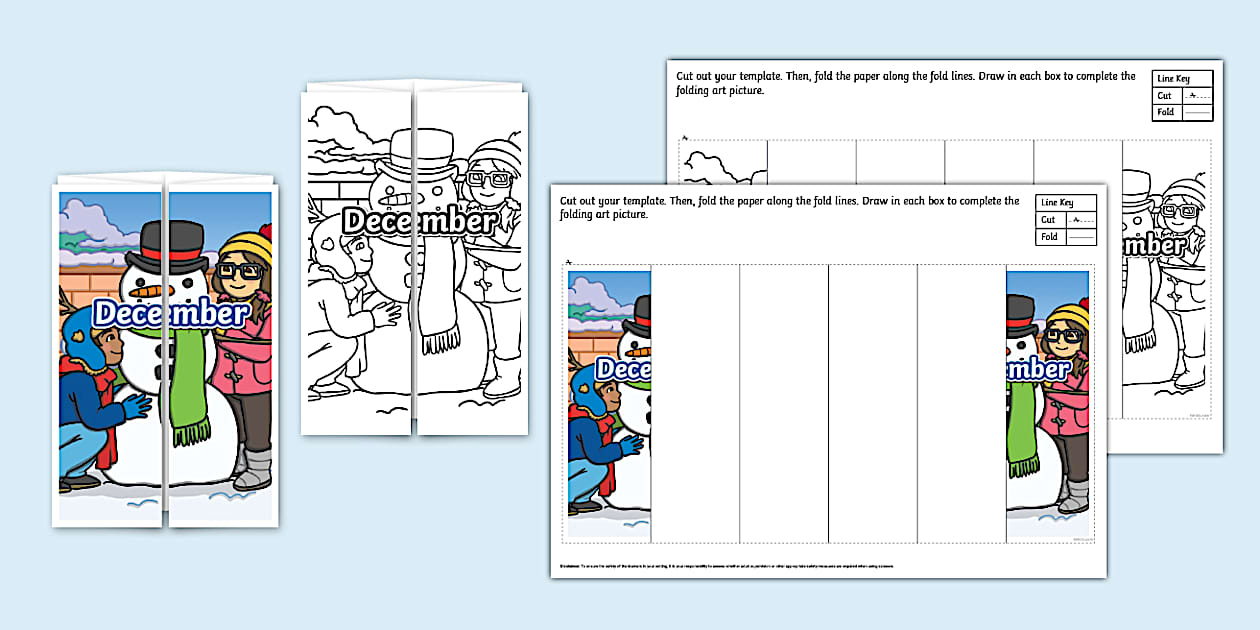 December Folding Art Template (teacher made) - Twinkl
