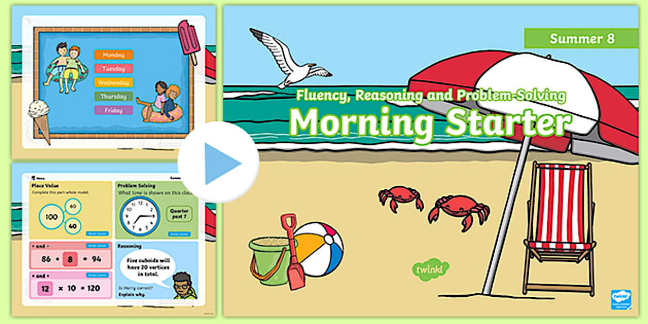 Year 2 Maths Summer Morning Starter PowerPoint 8 - Twinkl