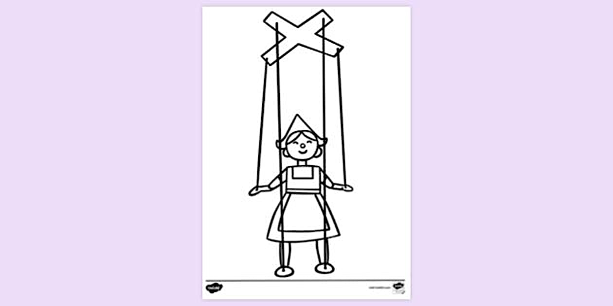 Puppet Girl Colouring Sheet - Primary Resources - Twinkl