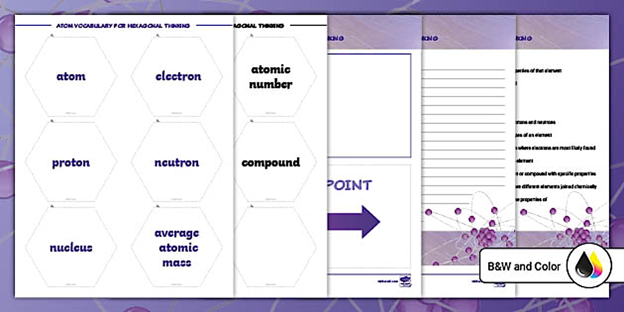 Sixth Grade Science Hexagonal Thinking - Atoms - Twinkl