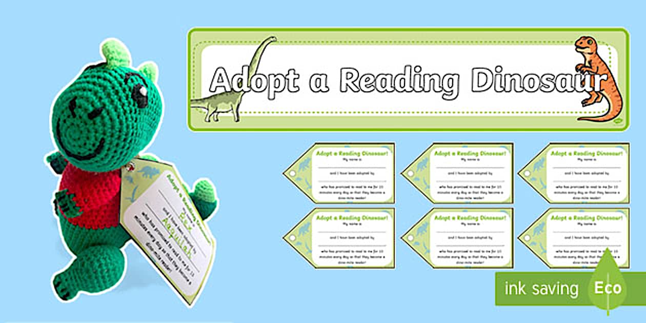 Adopt a Reading Dinosaur Tags (Teacher-Made) - Twinkl