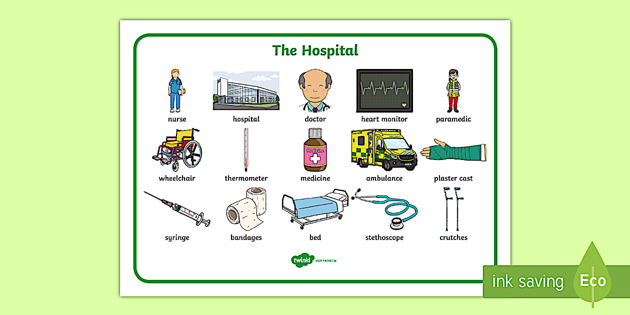The Hospital Aistear Word Mat (teacher made) - Twinkl