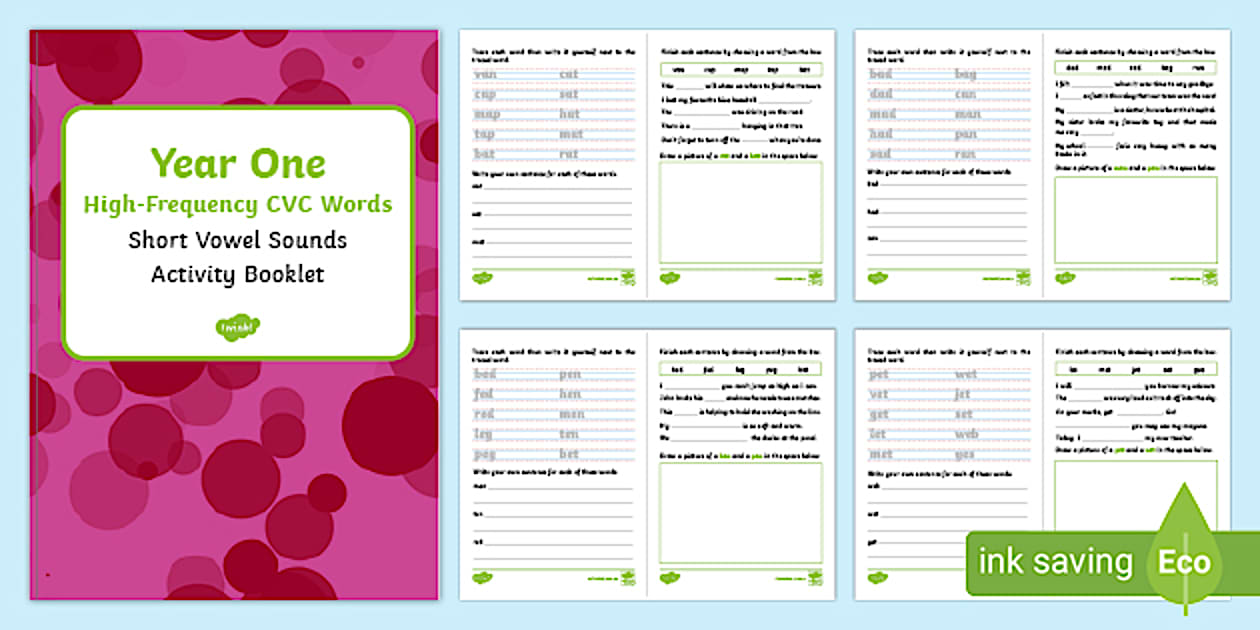 Year One High-frequency Words Short Vowel Activity Booklet