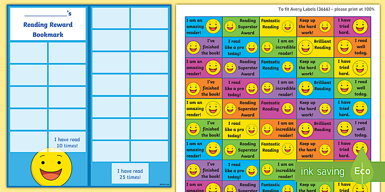 KS2 Smiley Faces Themed Reading Sticker Reward Bookmarks