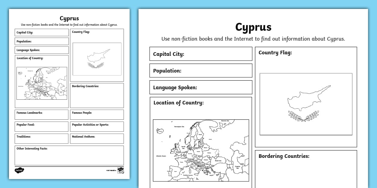 Cyprus Fact File Writing Template (teacher made) - Twinkl