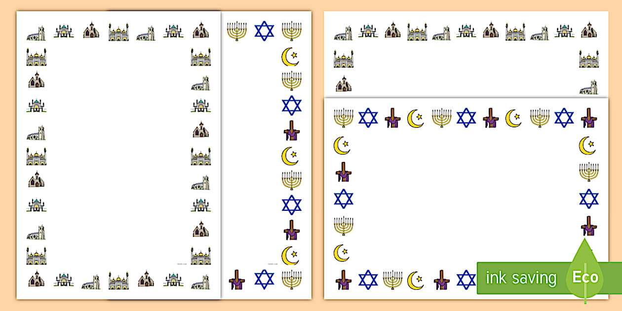 Editable Inter Faith Week Page Border Pack (teacher made)